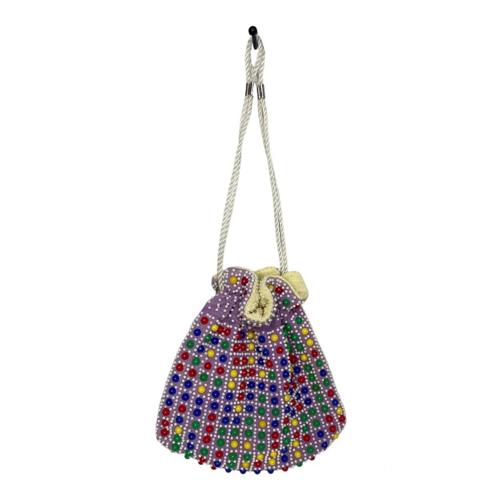 Rare Vintage Pastel Reversible Candy Dot Bead Bag Dra… - Gem